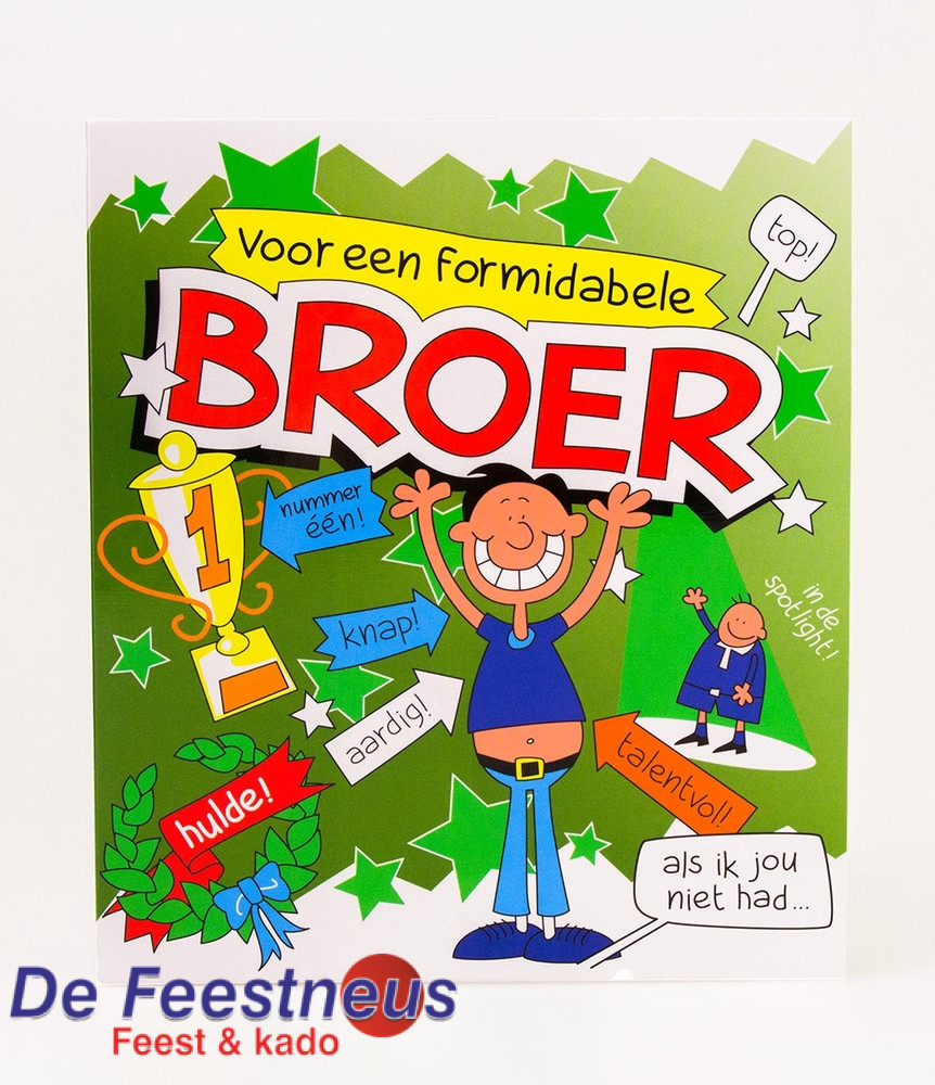 Wenskaarten - broer cartoon - De Feestneus Feest en Kado