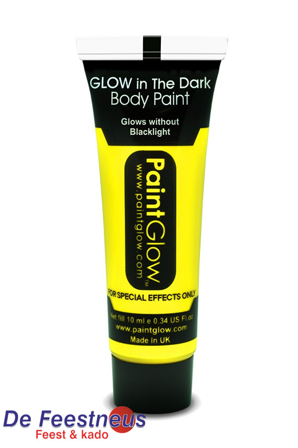 Face & body paint 10 ml glow in the dark geel - De Feestneus Feest en Kado